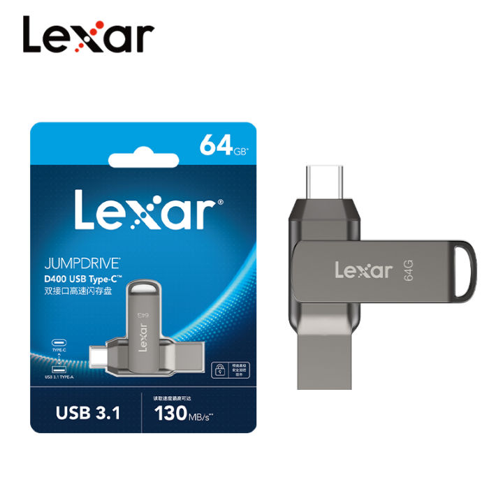 Lexar Dual Drive D400 USB3.1 Type-C USB Flash Drive 256GB 128GB 64GB ...