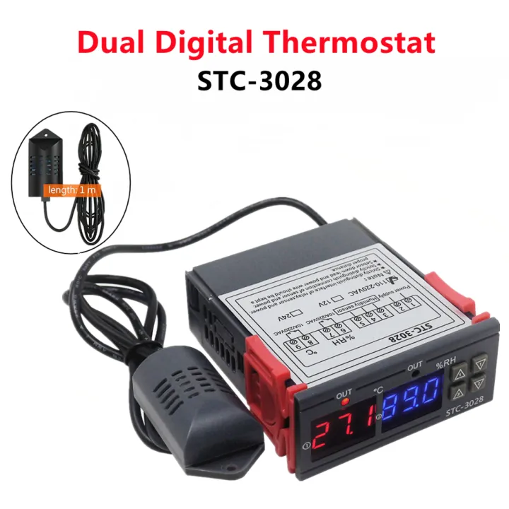 Dual Digital Thermostat Temperature Humidity Control STC-3028 ...