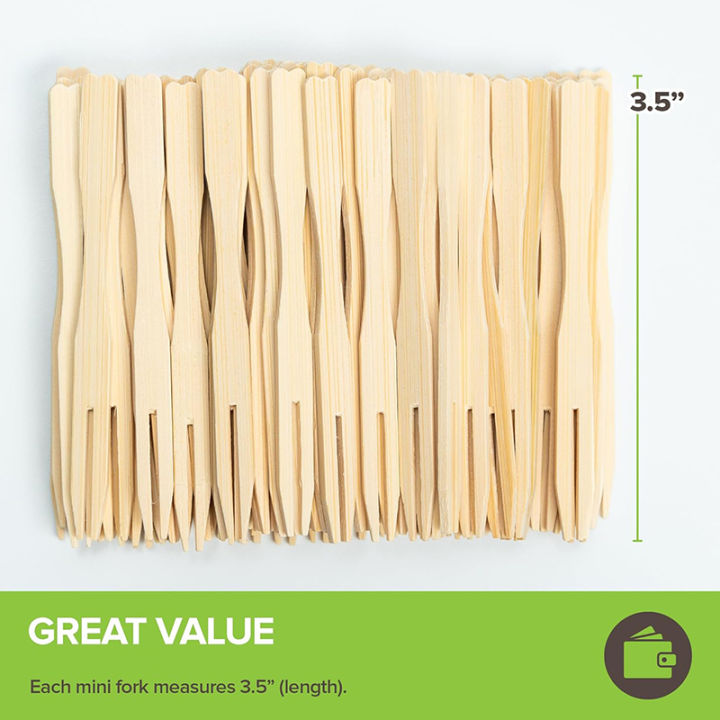 100/200/500Pcs Bamboo Appetizer Forks, 3.5-Inch Bamboo Forks for ...