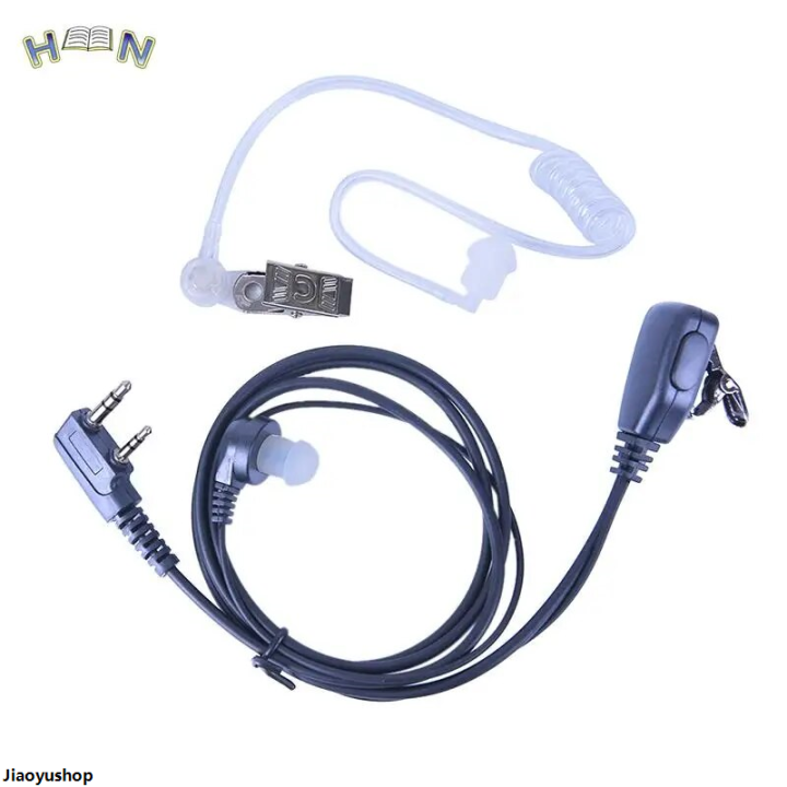 YuanbingNew style 2 Pin PTT MIC Headset Covert Acoustic Tube In-ear ...