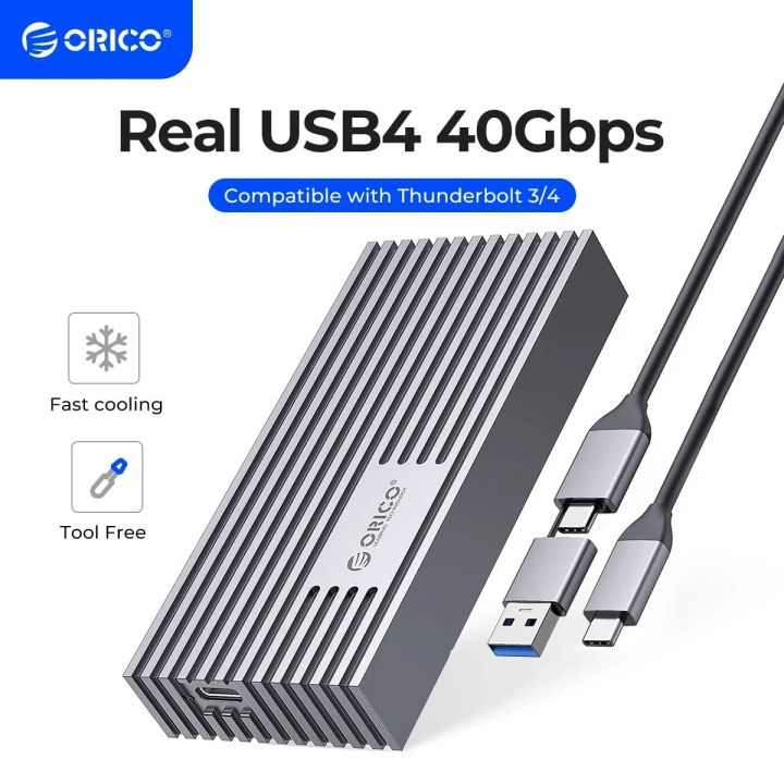 ORICO USB4 NVMe M.2 SSD Enclosure 40Gbps PCIe3.0x4 Aluminum M2 External Case Compatible with ...
