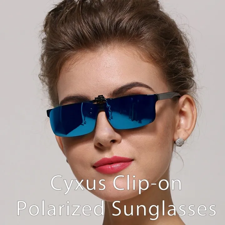 Cyxus Polarized UV Anti-Glare Clip-on Frame Sunglasses 1100 Gold Lens ...