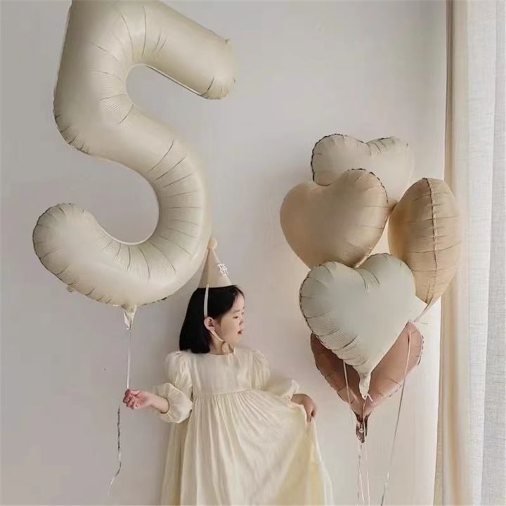 32/40Inch Cream Color Number Balloons 1-9 Large Digital Foil Helium ...