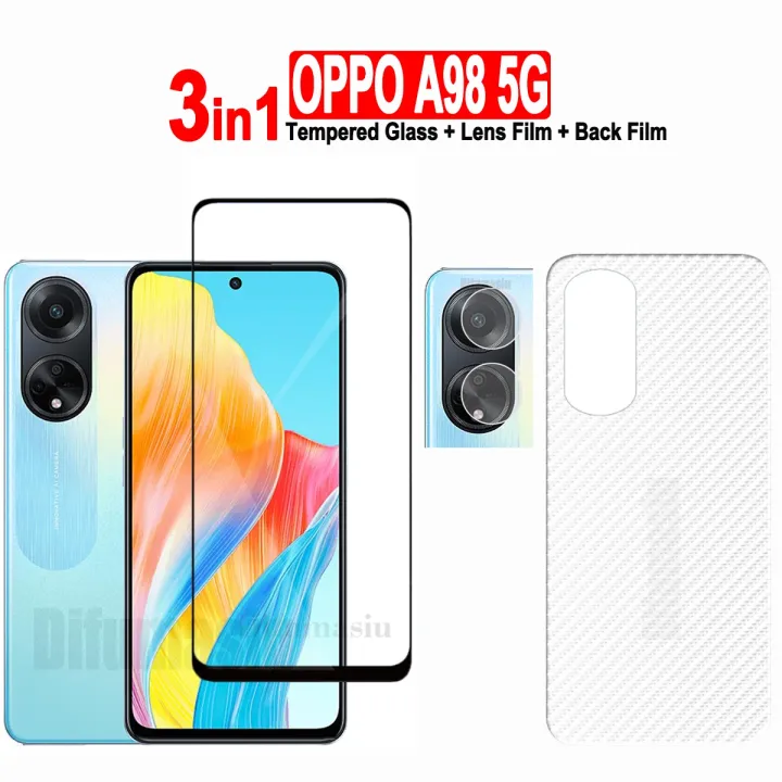 Tempered Glass OPPO A98 5G / A1 5G, 3in1 Full Screen Protector Camera ...