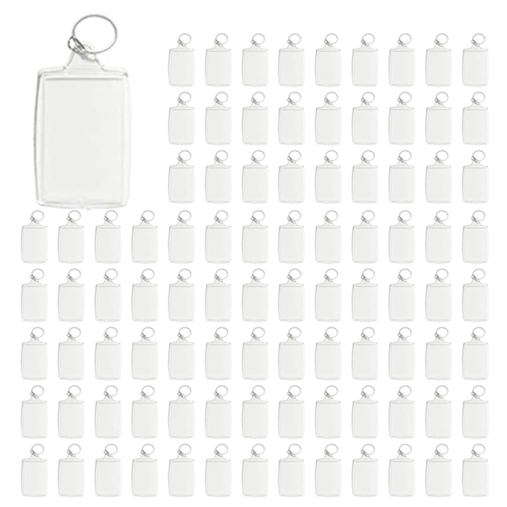 400Pcs Photo Keychain Rectangle Transparent Blank Acrylic Insert Photo ...