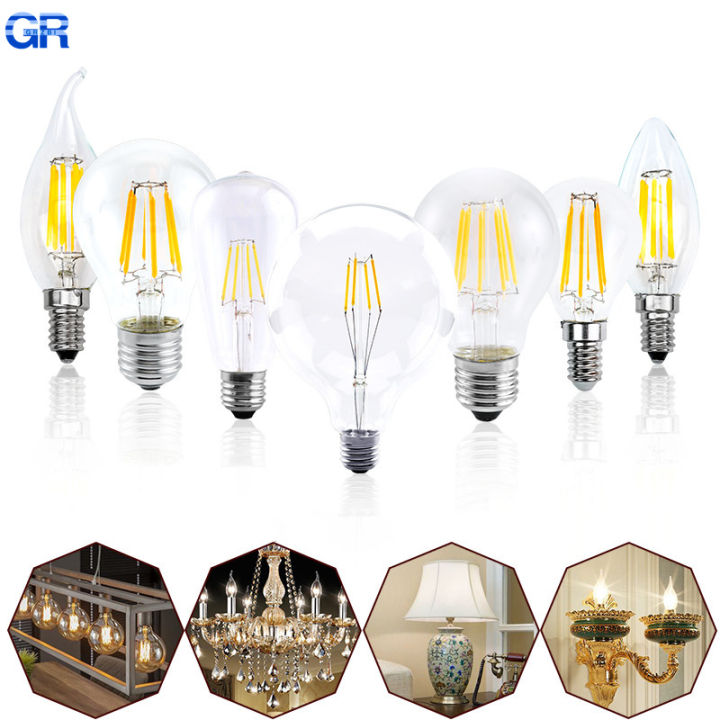 LED Retro Edison Bulb E14 E27 AC 220V 2W 4W 6W 8W Light Bulb C35 G45 A60 ST64 G80 G95 G125 Glass ...