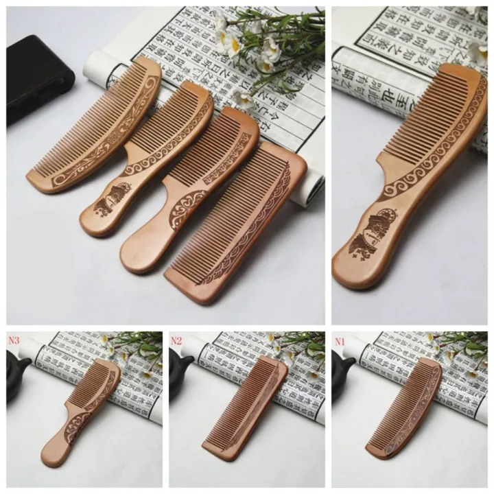 Wooden Scalp Combs Peach Wood Peach Wood Hair Comb Anti-Static Carve ...