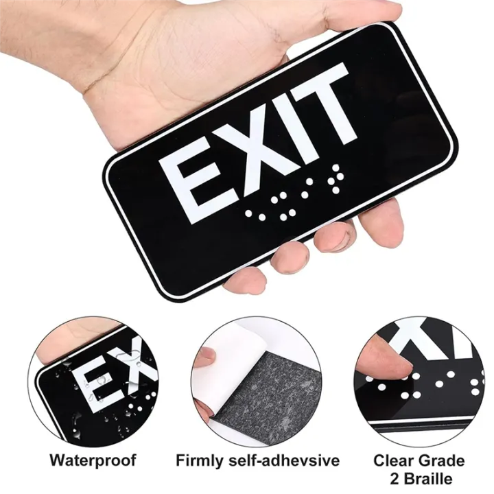 4pcs Exit Sign with Braille 6x3in Emergency Exit Sign for Indoor ...