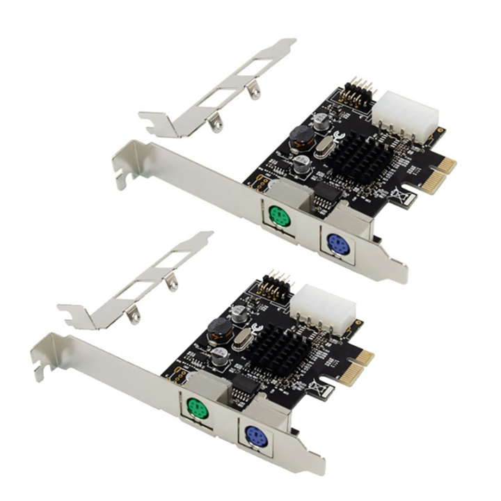TWEXQNY 2X PCI-E Dual Port PS2 Expansion Adapter Card External PS2 ...