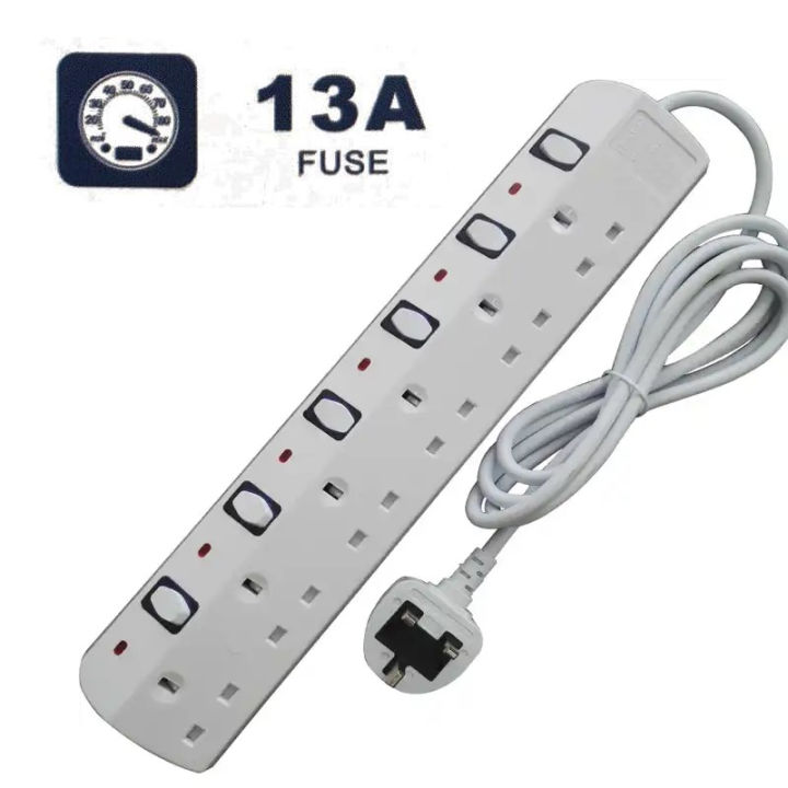 5 Way Plug Socket Outlets with 3 Meter Extension Cord Universal Power ...