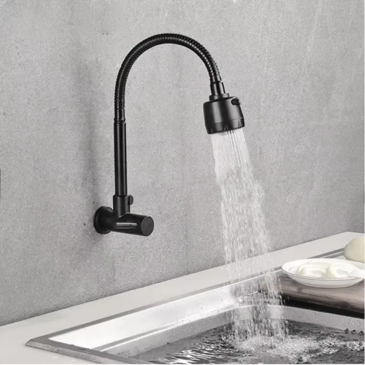 Universal Plastic Kitchen Faucet Black Flexible Single Cold Water Taps ...