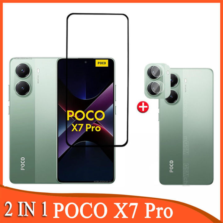 Poco X7 Pro Tempered Glass Film For Xiaomi Poco X6 Pro 2 in 1 Camera ...