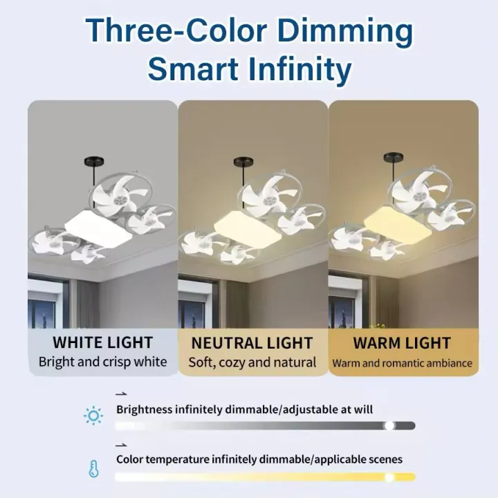 Drone Shaped Led Ceiling Fan Light E27 Lamp Base with Remote Control ...