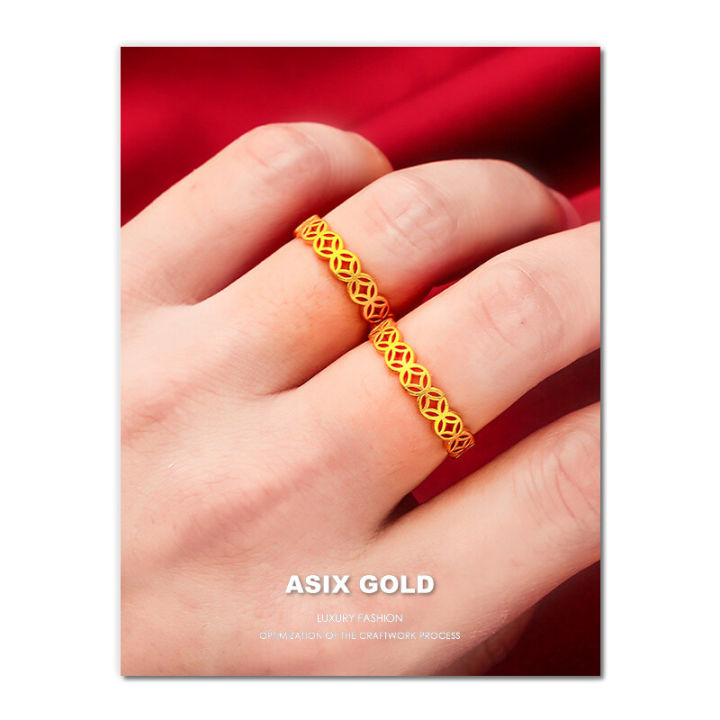 ASIX GOLD Money Catcher Ring Ladies 916 Gold Lucky Ring Size Adjustable ...
