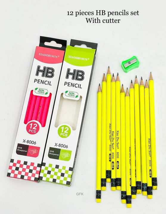 12 Pieces HB Pencil With Cutter | Daraz.lk