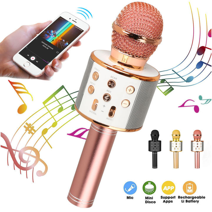 Wireless Microphone Bluetooth Karaoke Speaker Handheld Mic Ktv Party Player Portable Kids Gift ...