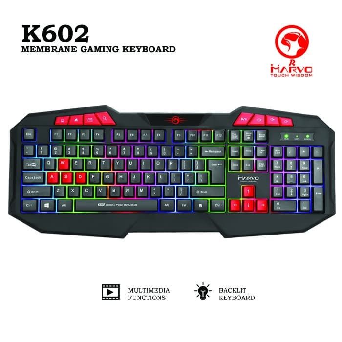 RBG Gaming Keyboard Marvo K602 Wired 112-Key Multimedia , Rainbow ...