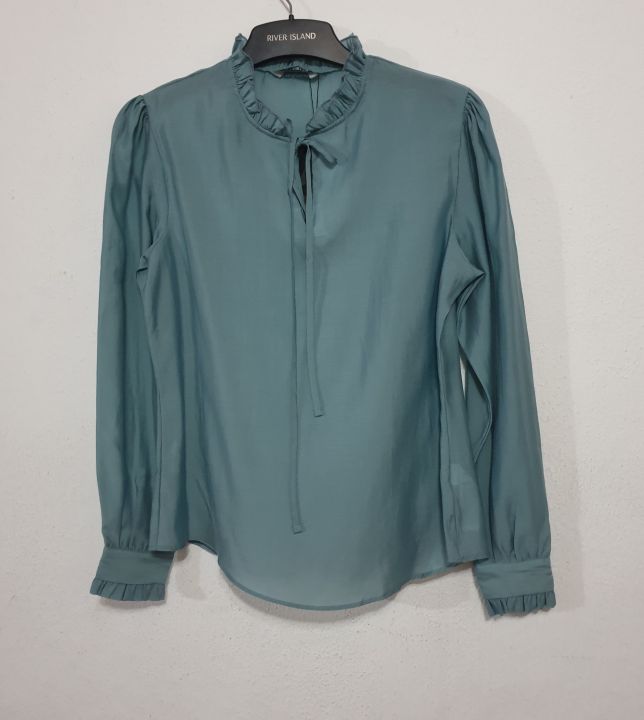 Light Blue Chiffon Workwear sleeved Top for girls and women fashion ...