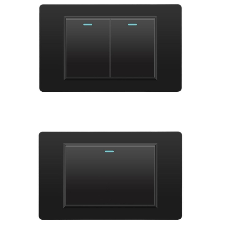 3 Gang Wall Electrical Switches Light Switch 2 Way 118mmx72mm Tempered Glass Panel Mechanical ...