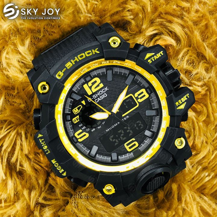 Dual Time Sport Watch Digital and Analog Men's Black Gold Watch SJ-GW ...