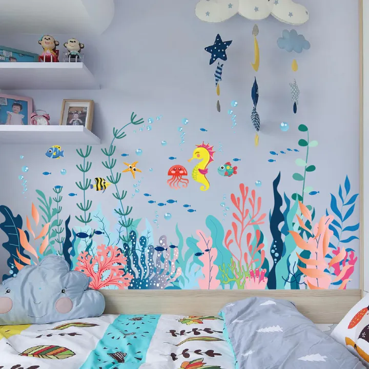Ocean Wall Stickers For Kids Rooms Funny Craft Paper Wallpapers Living ...