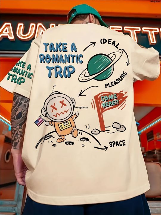 Men's High Street T-Shirt Printed Short Sleeve T-Shirt Navigator Planet ...