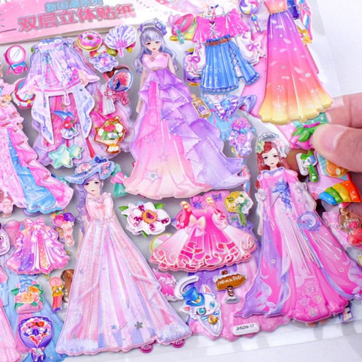 Hand Account Double Layer Princess Changing Sticker Puffy Lace Skirt ...