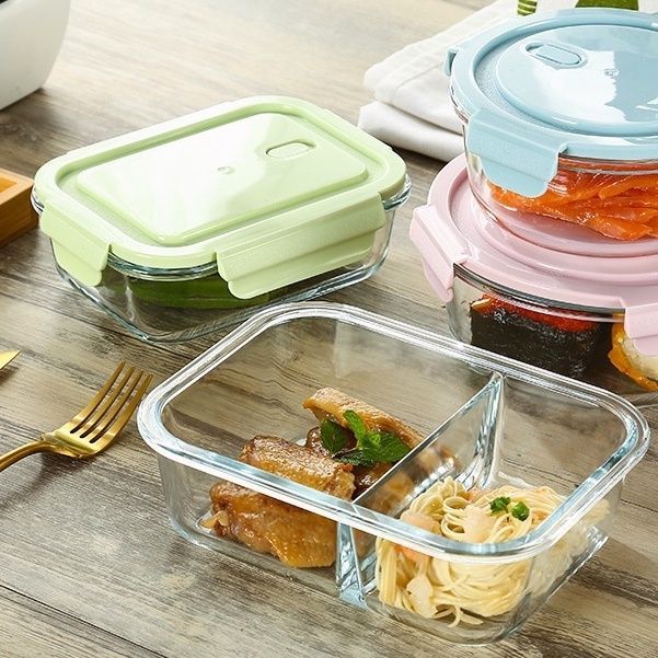 580ml Borosilicate Glass Lunch Box Square with Polypropylene Lid and ...