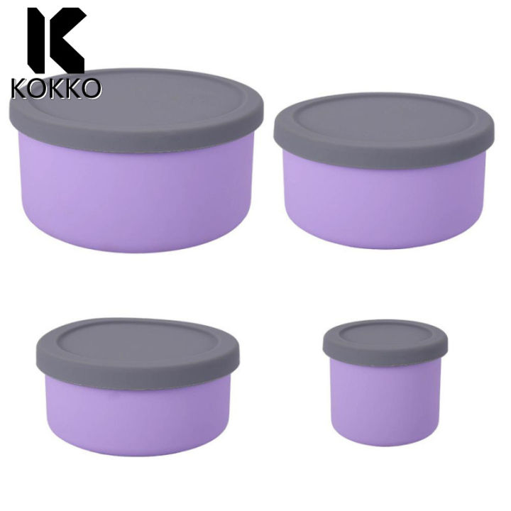 KOKKO Nesting Silicone Containers, Set Of 4 Silicone Food Storage ...