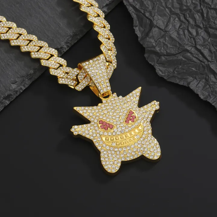 [ New ] Personalized Cartoon Anime Gengar Pendant Necklace Diamond Hip ...