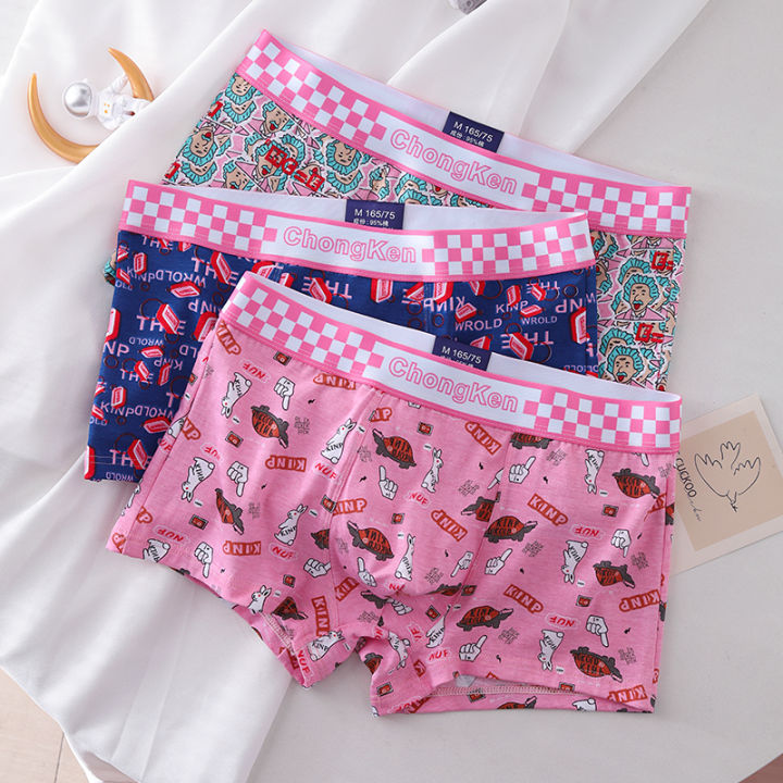 Hot Men's Pink Underwear Men's Pure Cotton Pink Boxers Boys Teenagers ...