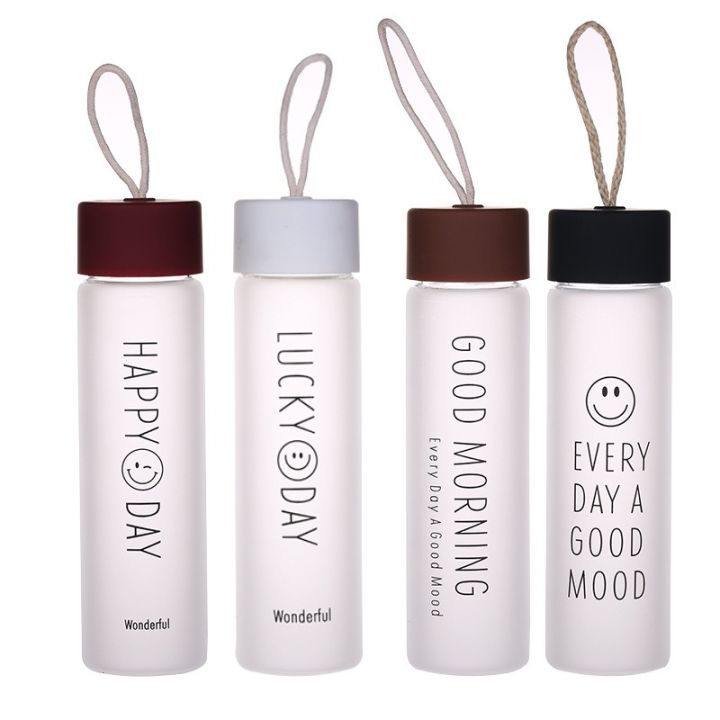 360ml Portable Frosted Glass Water Bottle Drink Bottle Water Container ...