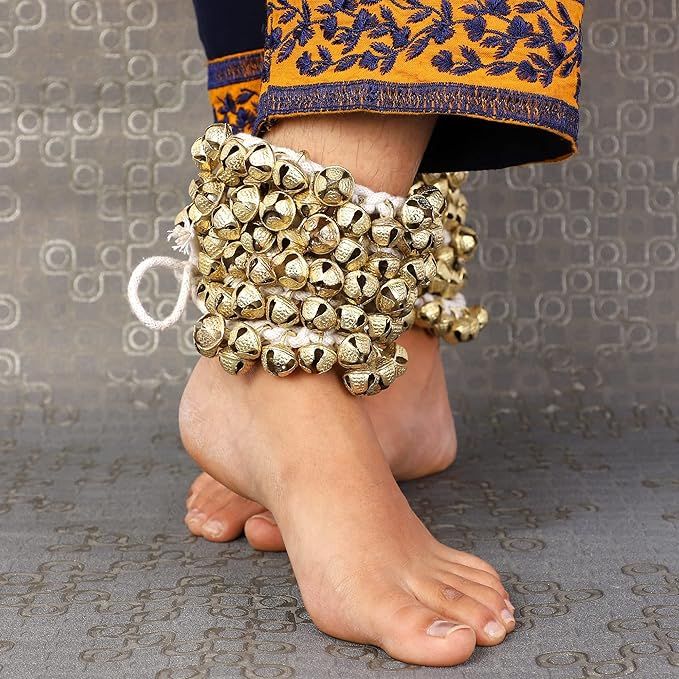 Gold color Indian kathak dance foot accessories gejji, ghungroo paada ...