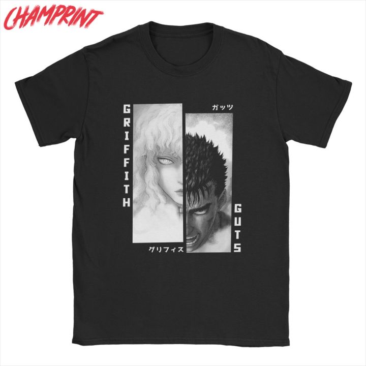 Griffith And Guts T-Shirts Men Cotton Vintage T-Shirts O Neck Anime ...