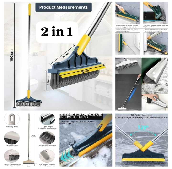 2 in 1 Floor Brush Scrubber Wipers Unique Design Go Deep Into the Dead ...