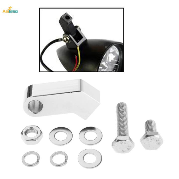 Universal Headlight Mount Block Bracket Mounting Bolt Block Kit Chrome ...