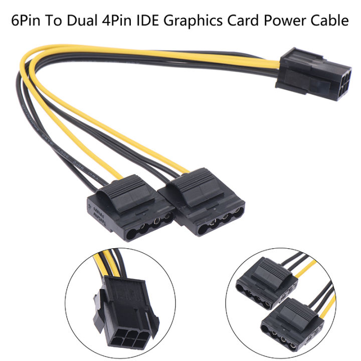 6Pin To Dual 4Pin IDE Video Card Power Cord Adapter Graphics Card Power ...