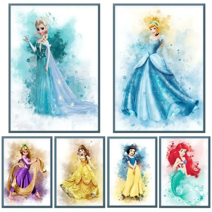 Disney Cartoon Princess Poster Figure Sleeping Beauty Elsa Canvas ...