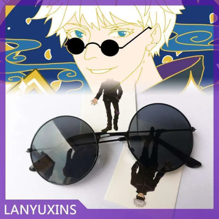 LANYUXINS Anime Jujutsu Kaisen Gojo Satoru Same Glasses Cosplay Black ...