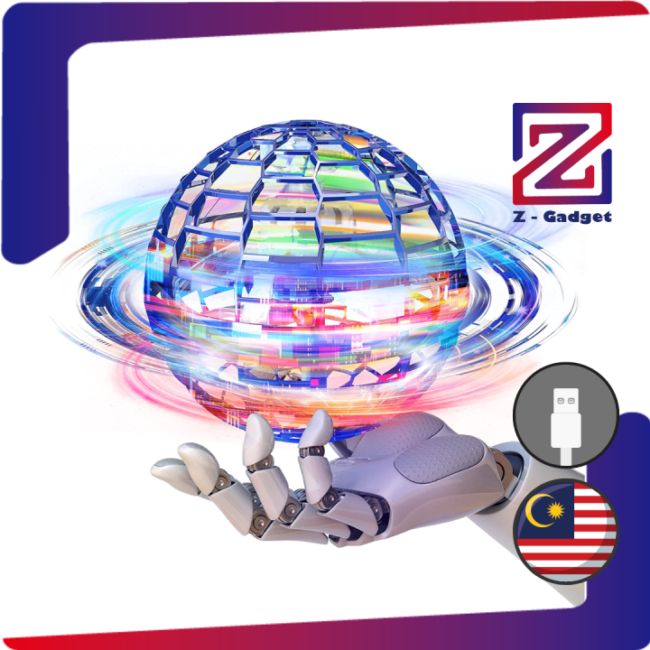 Z-Gadget⚡ Flynova Pro USB Flying Orb Toys 360° Rotating UFO Flying Toy ...