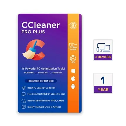 CCleaner Professional Plus 2025 (1 Year, 3 Devices) [Genuine License ...