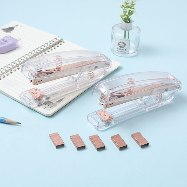 Panda Online Portable Fashion Acrylic Transparent Rose Gold Stapler ...