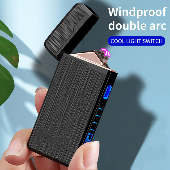 New Dual Arc Windproof Flameless USB Lighter, Plasma Lighter with LED ...