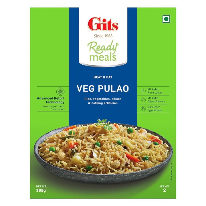 Gits Ready to Eat Veg Pulao, Pure Veg Heat and Eat Rice Dish ...