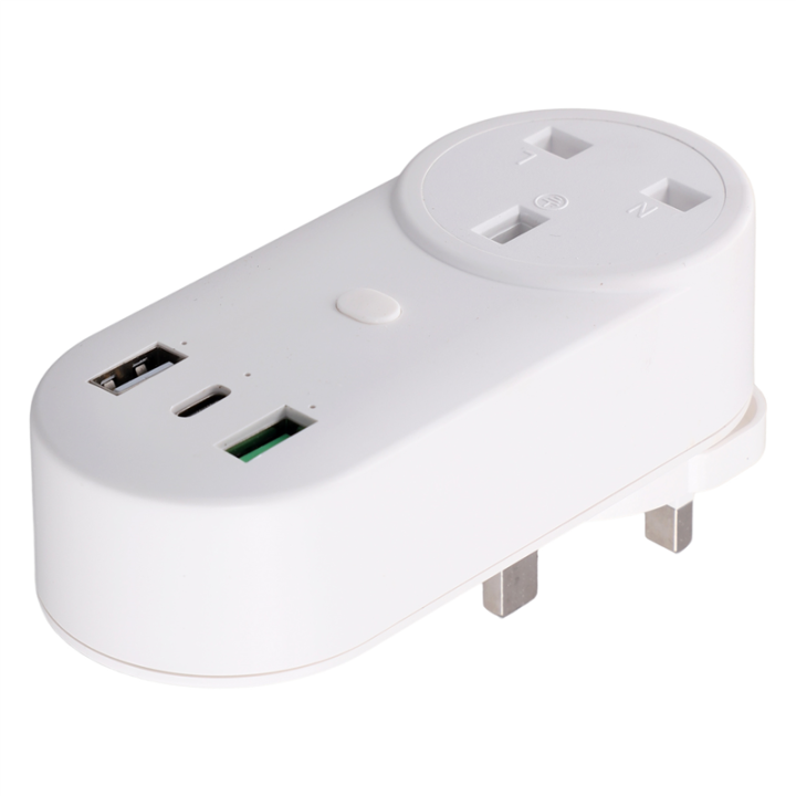 Smart Socket Plug 16A 2-Hole USB+Type-C Outlets 65W Remote Control ...