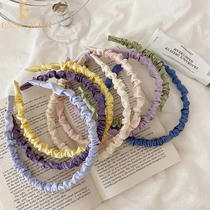 Enacolor Korean Silk Folds Hair Band Cute Girls Accessories Hairbands ...