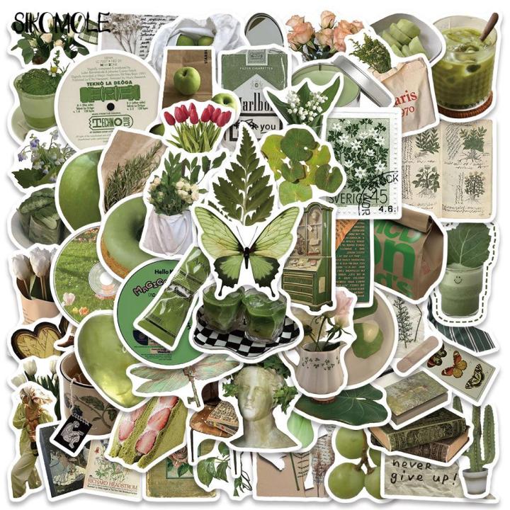 10/30/62PCS Cartoon Korean INS Wind Olive Green Graffiti Stickers ...