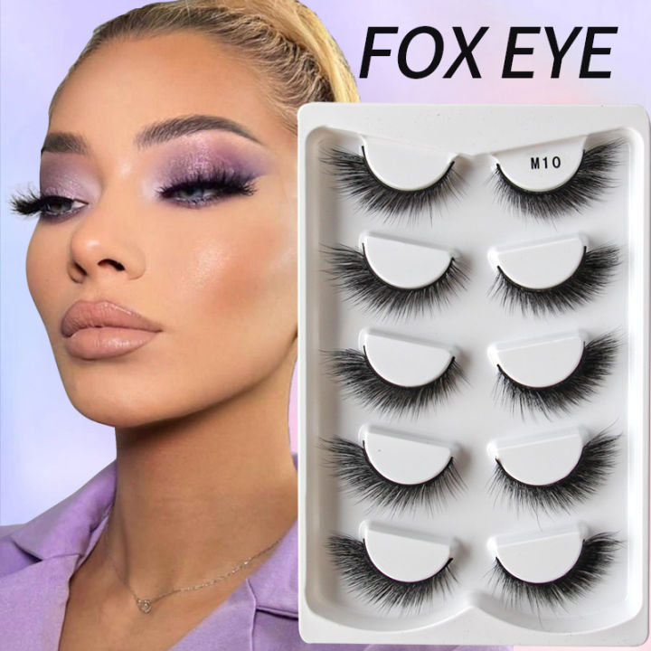 3/5 Pairs Cat Eye Lashes Wispy False Eyelashes Strip Natural Mink ...