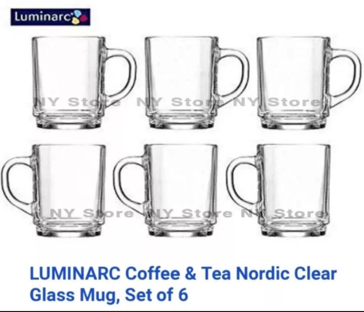 Luminarc Nordic Cup Mug ARC255 Hot Cold Coffee Tea 6pcs Gelas Air Kaca ...