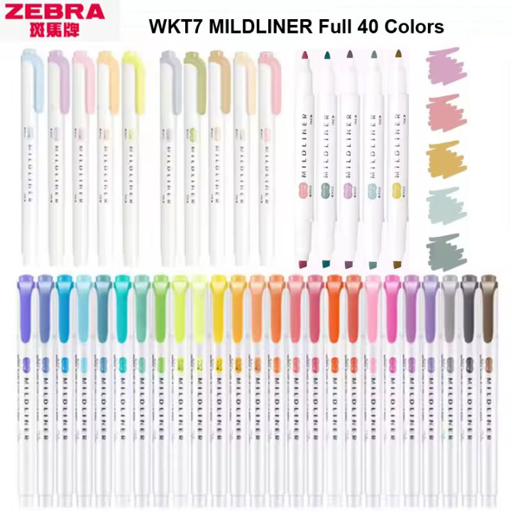 Zebra Mildliner Highlighter Pens,40pcs Assorted colors Fine/Board Dual ...